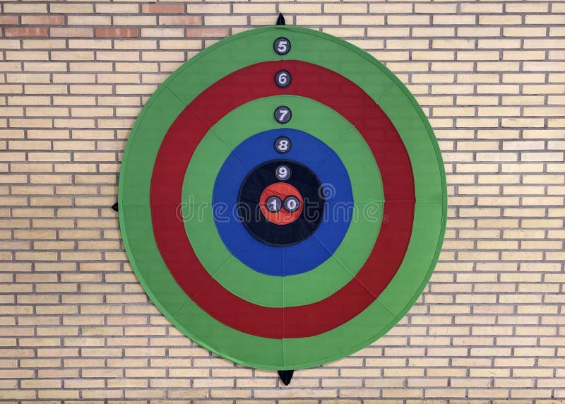 Colored Target on a Brick Wall Stock Image - Image of color, play ...