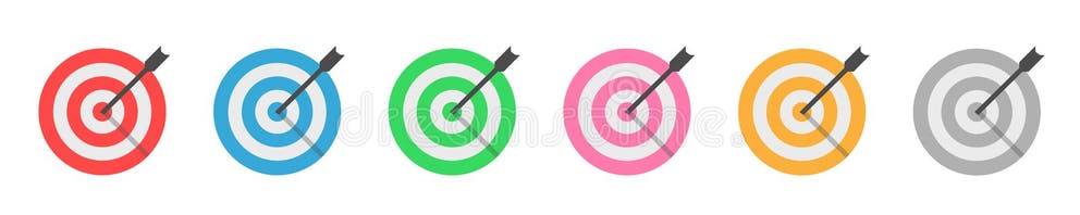 Colored Target Sign in Multi Color Style Vector Icon Set Stock Vector ...