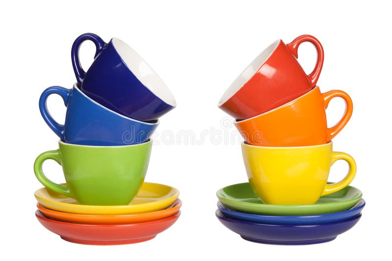 Colored Tea Cups and Saucers. Stock Photo - Image of multi, preparation ...