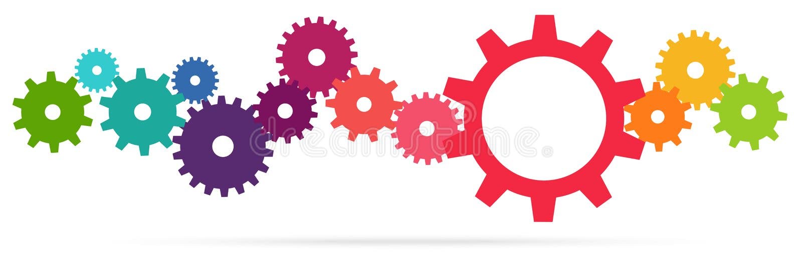 Colored Team Work Gears with Light Bulb Stock Vector - Illustration of ...