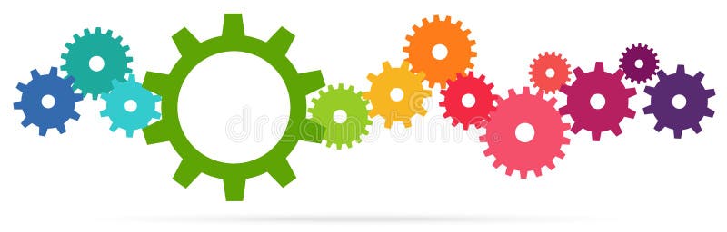 Colored team work gears stock vector. Illustration of organization ...