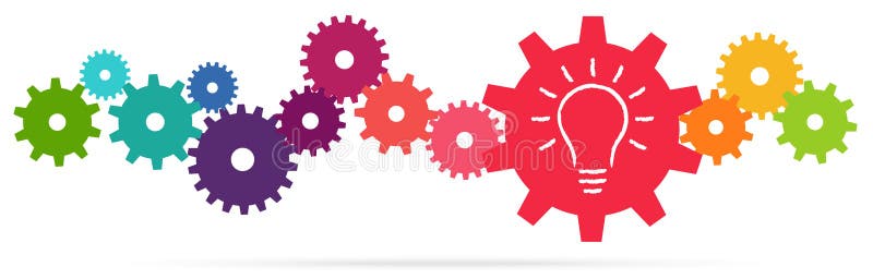 Colored Team Work Gears with Light Bulb Stock Vector - Illustration of ...