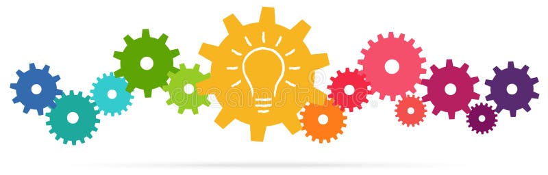Colored Team Work Gears with Light Bulb Stock Vector - Illustration of ...