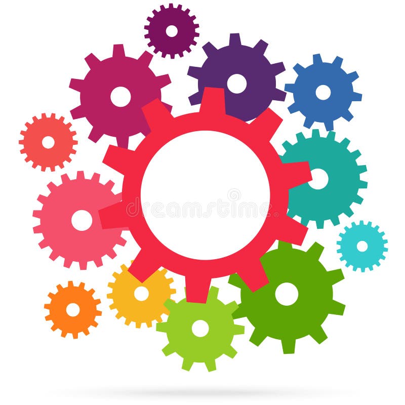 Colored teamwork gears stock vector. Illustration of collaboration ...