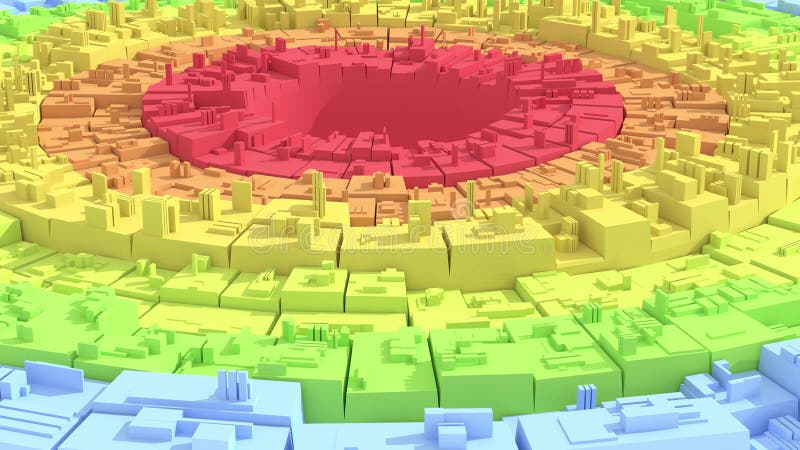 Colored Tech Rings Revolve Endlessly Intro 3d Stock Illustration ...