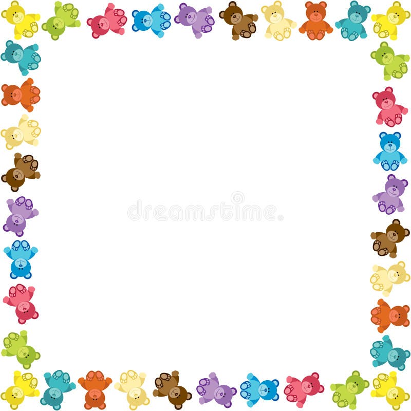 Colored Teddy Bear Frame stock vector. Illustration of vector - 51843255