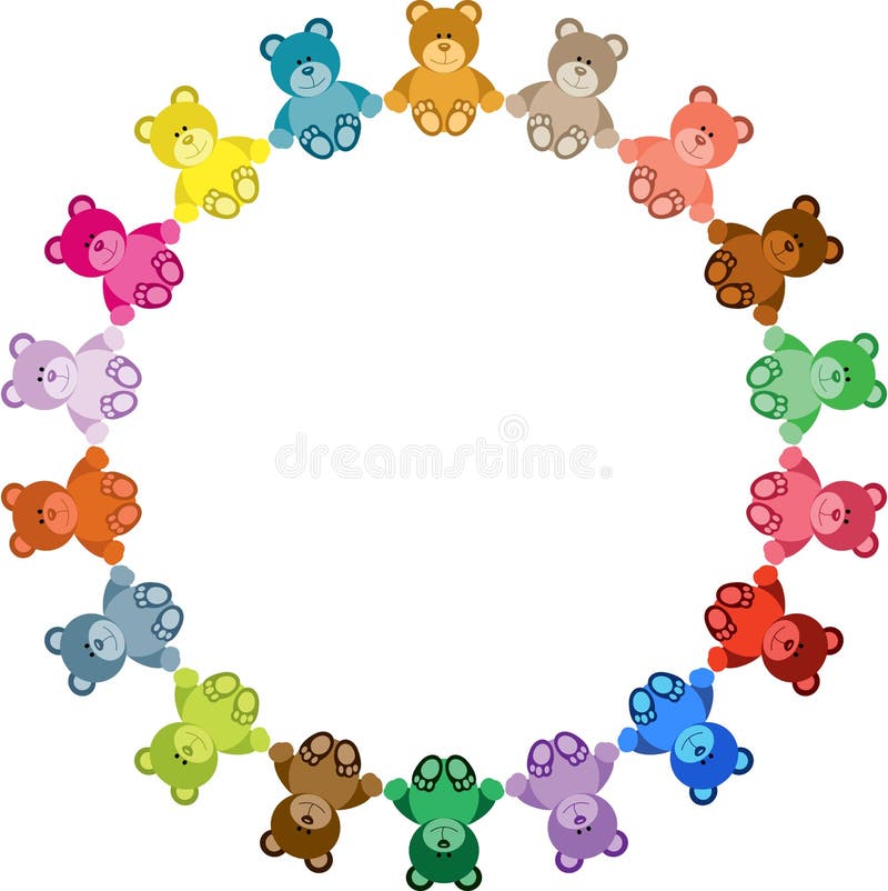 Colored Teddy Bear Round Frame Stock Vector - Illustration of child ...