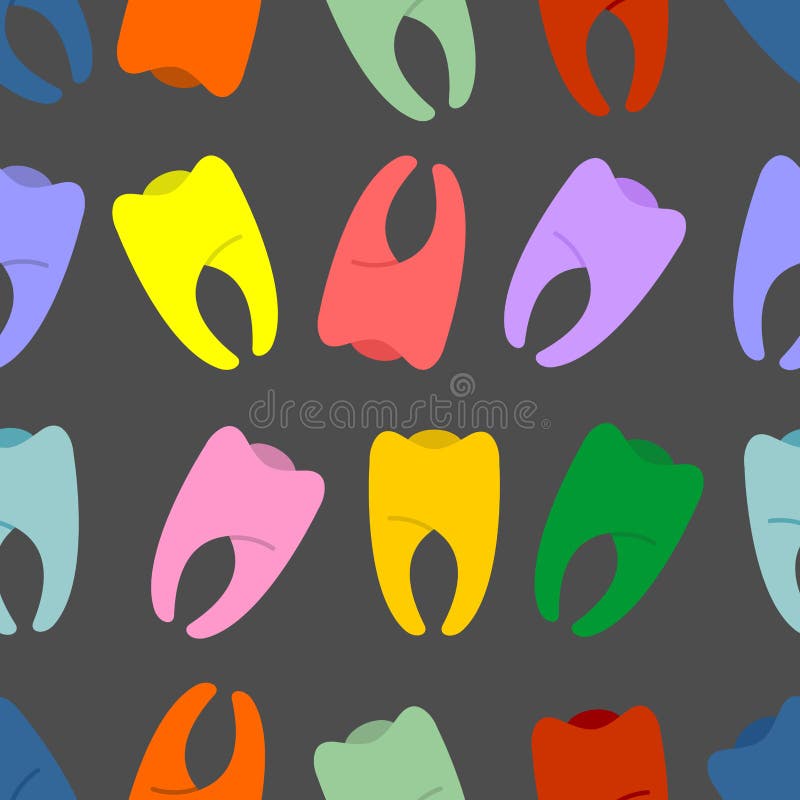 Colored Teeth on a Grey Background Seamless Pattern. Vector Hila Stock ...