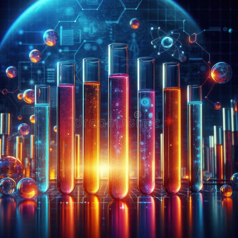 Colored Test Tubes Illuminated by Light. Stock Photo - Image of ...