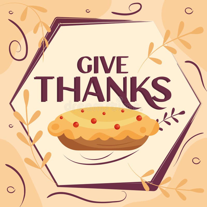 Colored Thanksgiving Banner Pie and Give Thanks Message Vector Stock ...