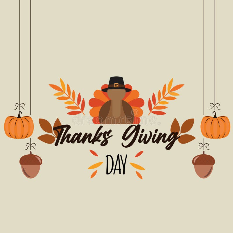Colored Thanksgiving Day Lettering with Turkey Avatar Vector Stock ...