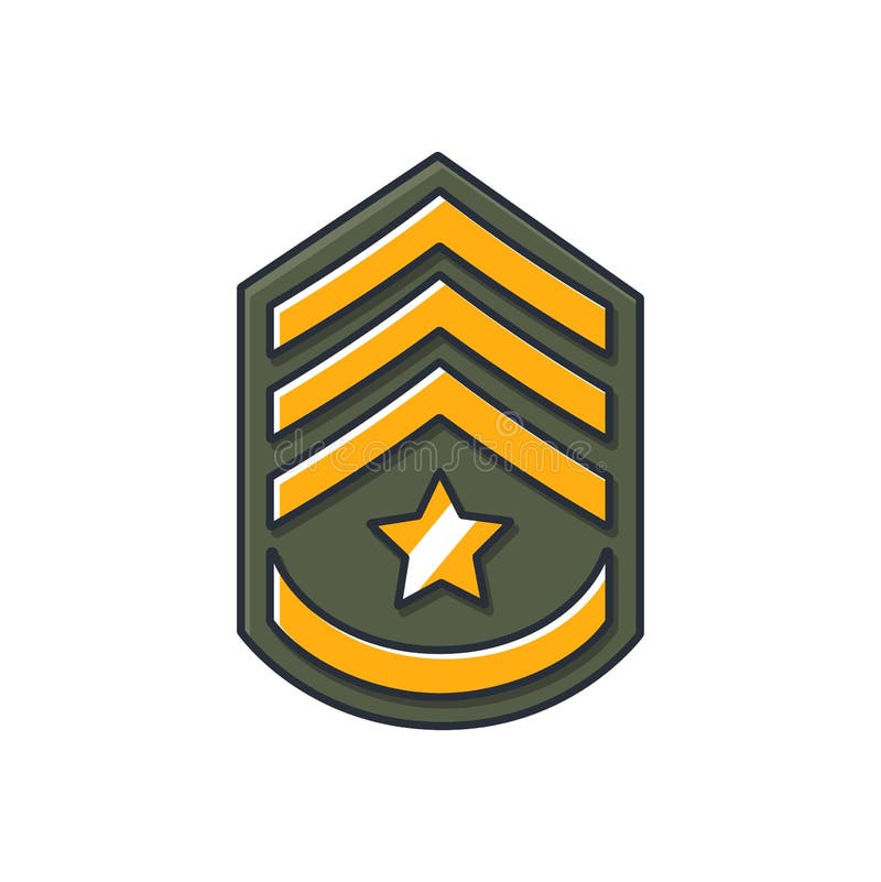 Colored Thin Icon of Army Sergeant Rank Stock Vector - Illustration of ...