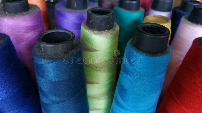 Colored Thread Close Up, Group of Sewing Thread Stock Photo - Image of ...