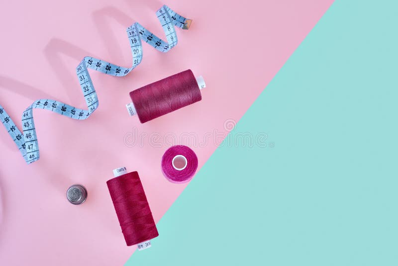 Colored Thread Rolls and Measuring Tape for Sewing on Two Tone ...