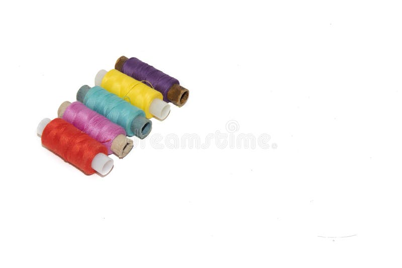 Colored Thread on White Background. Items for Embroidery Stock Photo ...