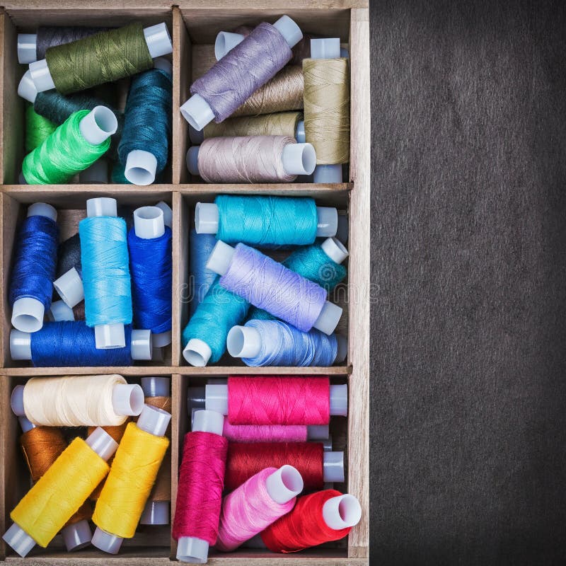 Colored Thread Wooden Box Black Background Stock Photos - Free ...