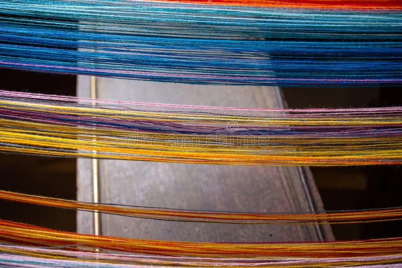 Colored Threads of an Ancient Wooden Loom Stock Photo - Image of ...