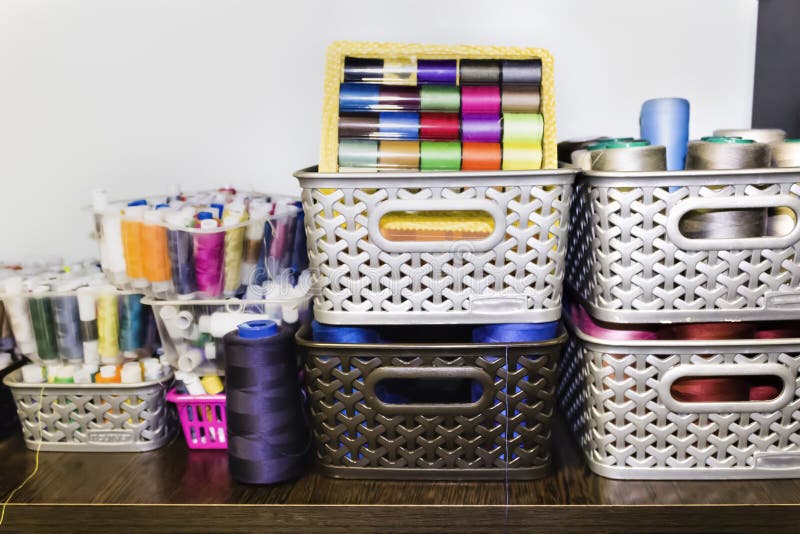 Colored Threads in the Basket Stock Image - Image of green, cotton ...