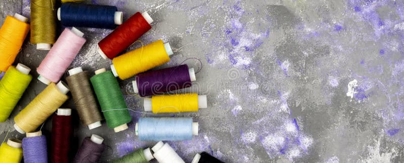 Colored Threads Frame on an Colored Background, Top View, Space for ...