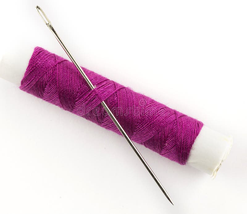 Colored Threads for Sewing and Needle Stock Photo - Image of steel ...