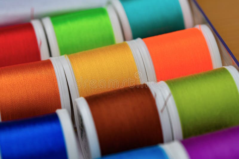 Colored Threads for Sewing in Skeins Lie Together Stock Image - Image ...