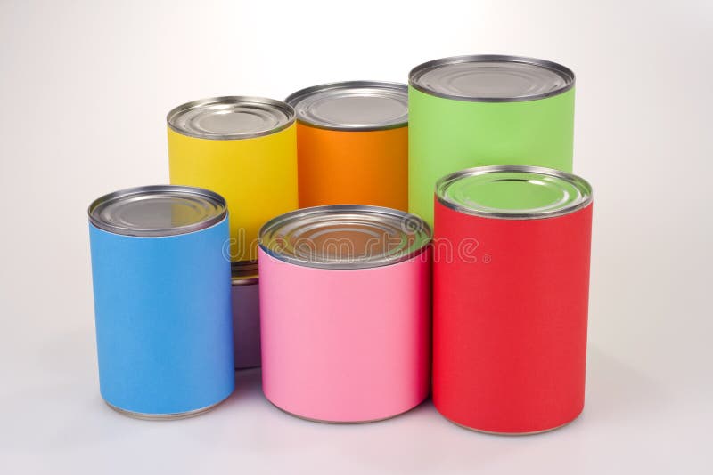Colored Tin Cans stock photo. Image of canister, color - 7051750