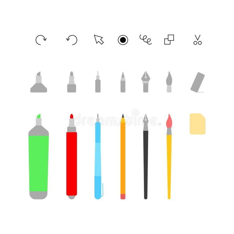 Colored Tools for Creativity Stock Vector - Illustration of element ...