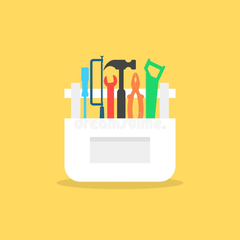 Colored Tools in White Box with Shadow Stock Vector - Illustration of ...