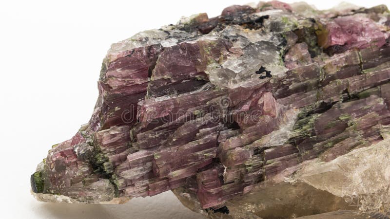 Colored Tourmaline on Matrix with White Background Stock Image - Image ...