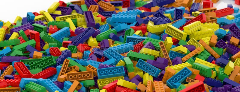 Colored Toy Bricks Background. Rainbow Colors. Random Coloured Plastic ...