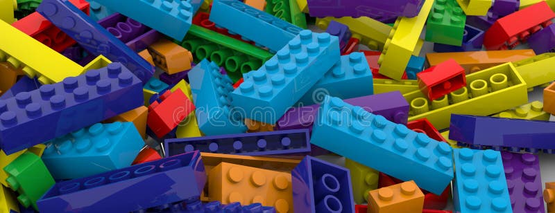 Colored Toy Bricks Background. Rainbow Colors. Random Coloured Plastic ...