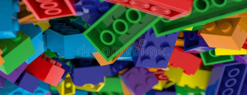 Colored Toy Bricks Background. Rainbow Colors. Random Coloured Plastic ...