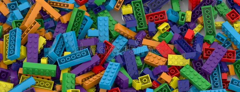Colored Toy Bricks Background. Rainbow Colors. Random Coloured Plastic ...