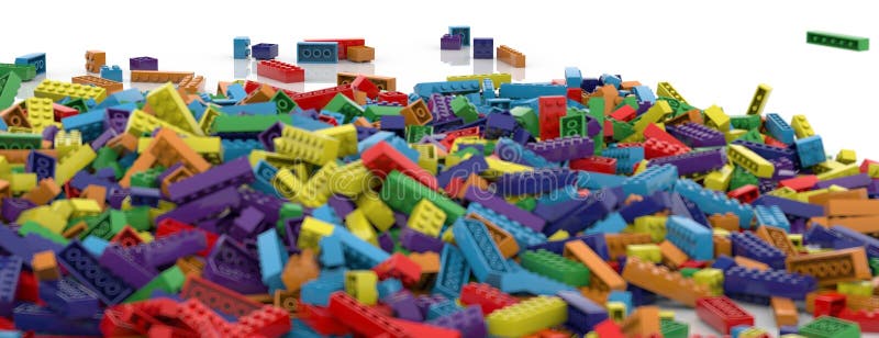 Colored Toy Bricks Background. Rainbow Colors. Random Coloured Plastic ...