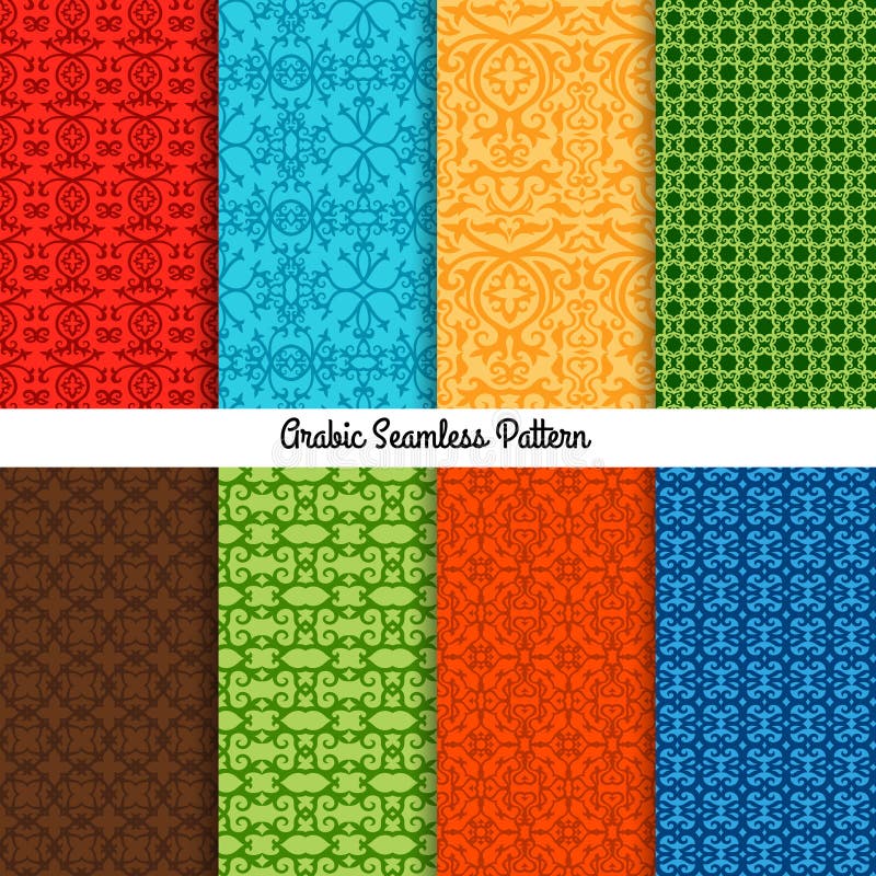 Colored Traditional Arabic Patterns Set Stock Vector - Illustration of ...