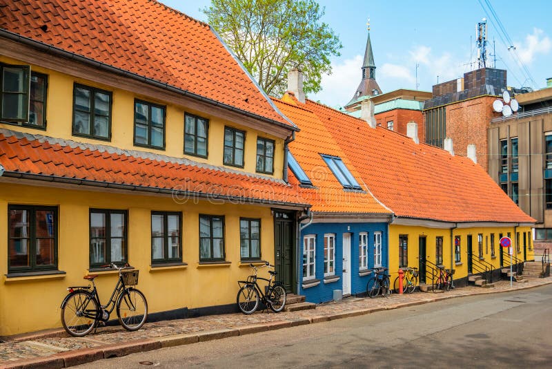 Colored Traditional Houses in Old Town of Odense, Denmark Stock Image ...