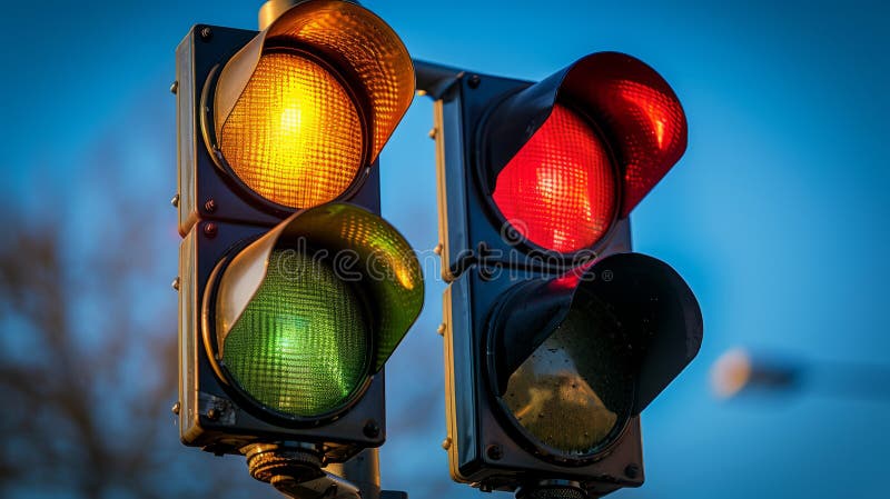 Colored traffic light stock image. Image of road, illumination - 356061431