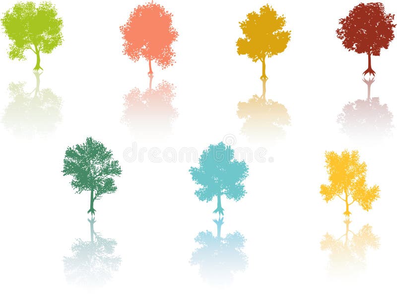 Colored Tree Reflection Vector Stock Vector - Illustration of natural ...