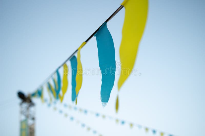 Colored Triangle Flags on Rope Line. Lines of Colourful Triangle Flags ...