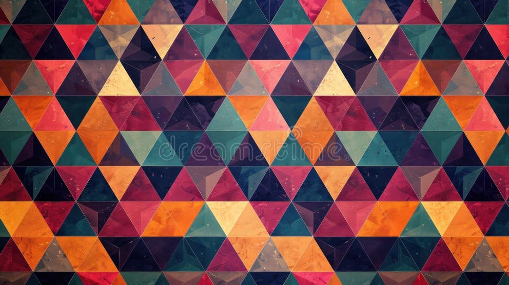 Colored Triangle Seamless Pattern with Blot Effect. Vintage Bright ...