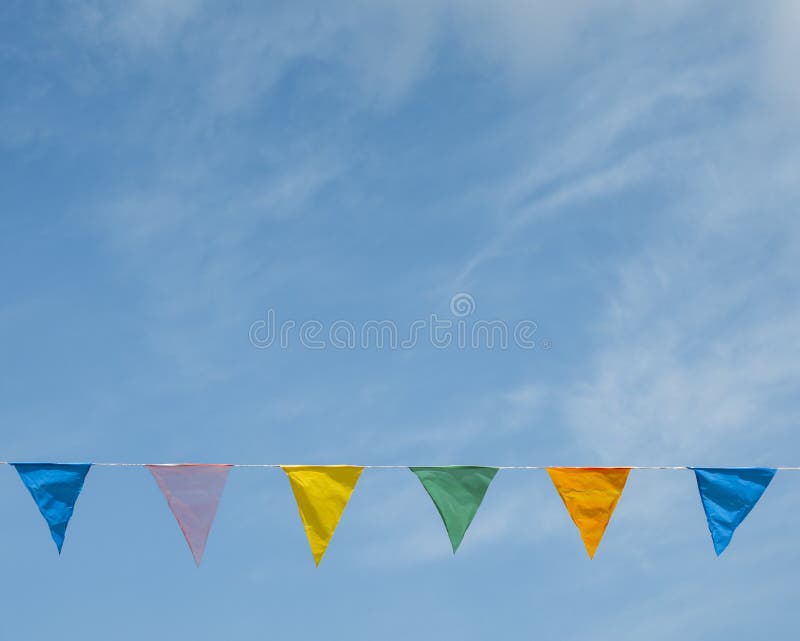 Colored Ribbons on Blue Sky. Stock Photo - Image of happy, birthday ...