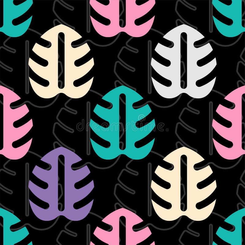 Colored Tropical Leaves Pattern Seamless. Fabric Modern Texture Stock ...