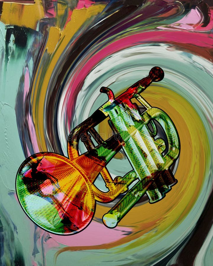 Colored Trumpet stock illustration. Illustration of swirls - 84257505