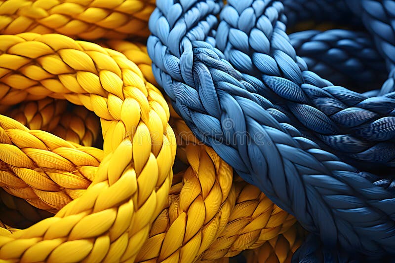 Colored Twisted Ropes Made of Durable Material Close-up. Nautical Rope ...