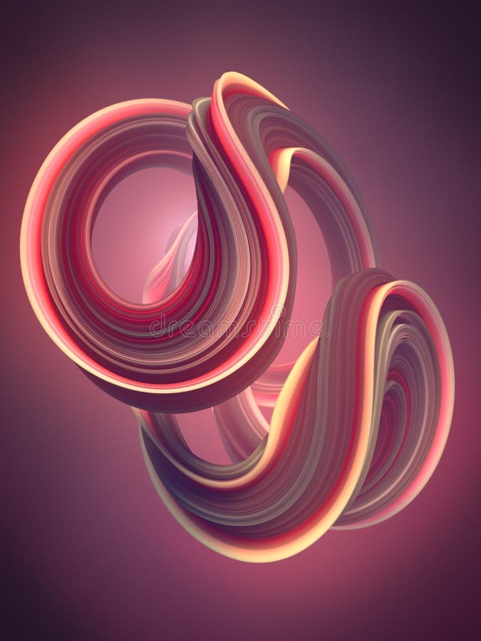 Colored Twisted Shape. Computer Generated Abstract Geometric 3D Render ...