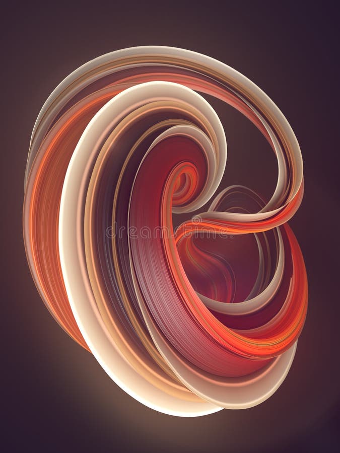 Colored Twisted Shape. Computer Generated Abstract Geometric 3D Render ...
