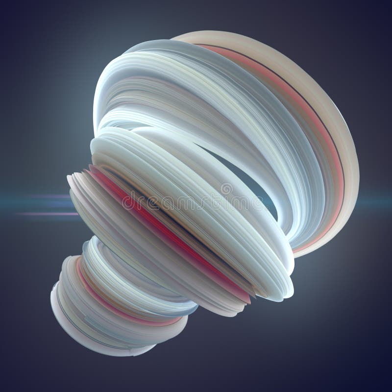 Colored Twisted Shape. Computer Generated Abstract Geometric 3D Render ...