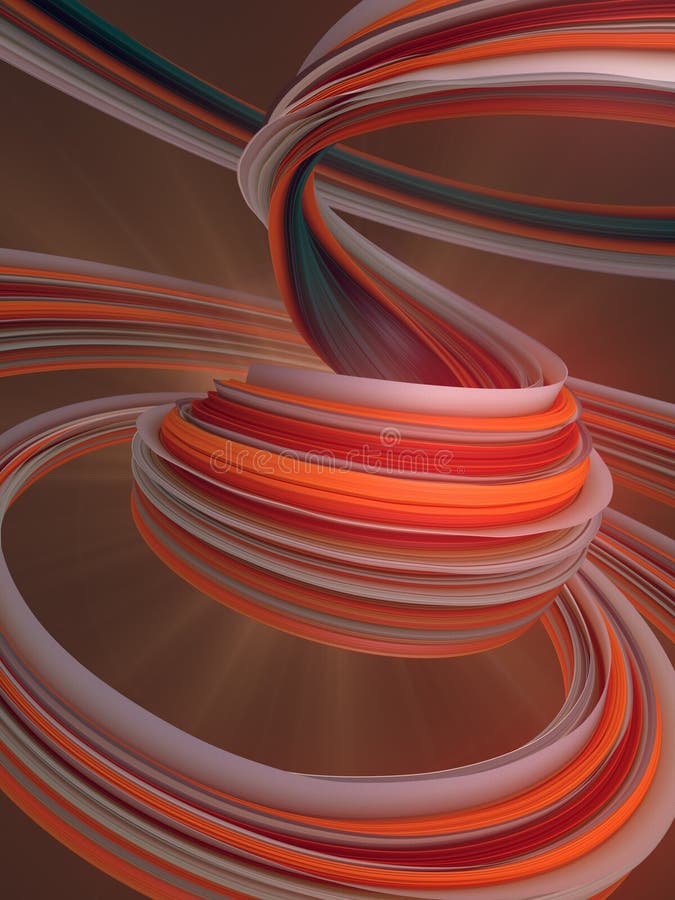 Colored Twisted Shape. Computer Generated Abstract Geometric 3D Render ...
