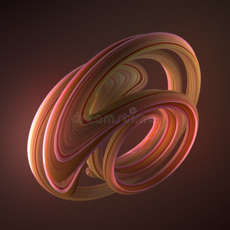 Colored Twisted Shape. Computer Generated Abstract Geometric 3D Render ...