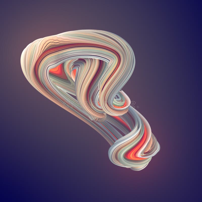 Colored Twisted Shape. Computer Generated Abstract Geometric 3D Render ...